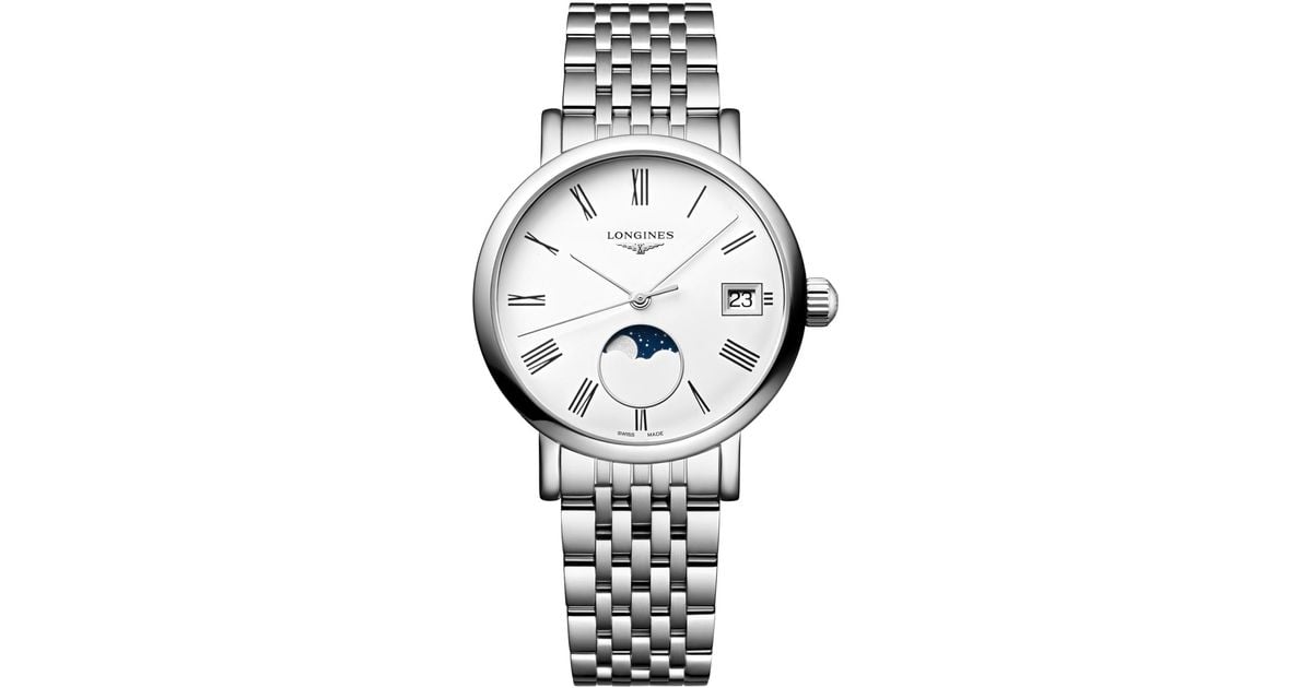 Longines Swiss Elegant Moonphase Stainless Steel Bracelet Watch 30mm in ...