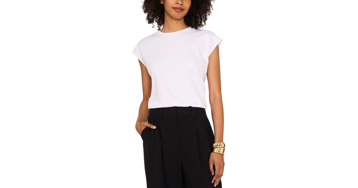 Vince Camuto Bubble-hem Cap Sleeve Top in White | Lyst