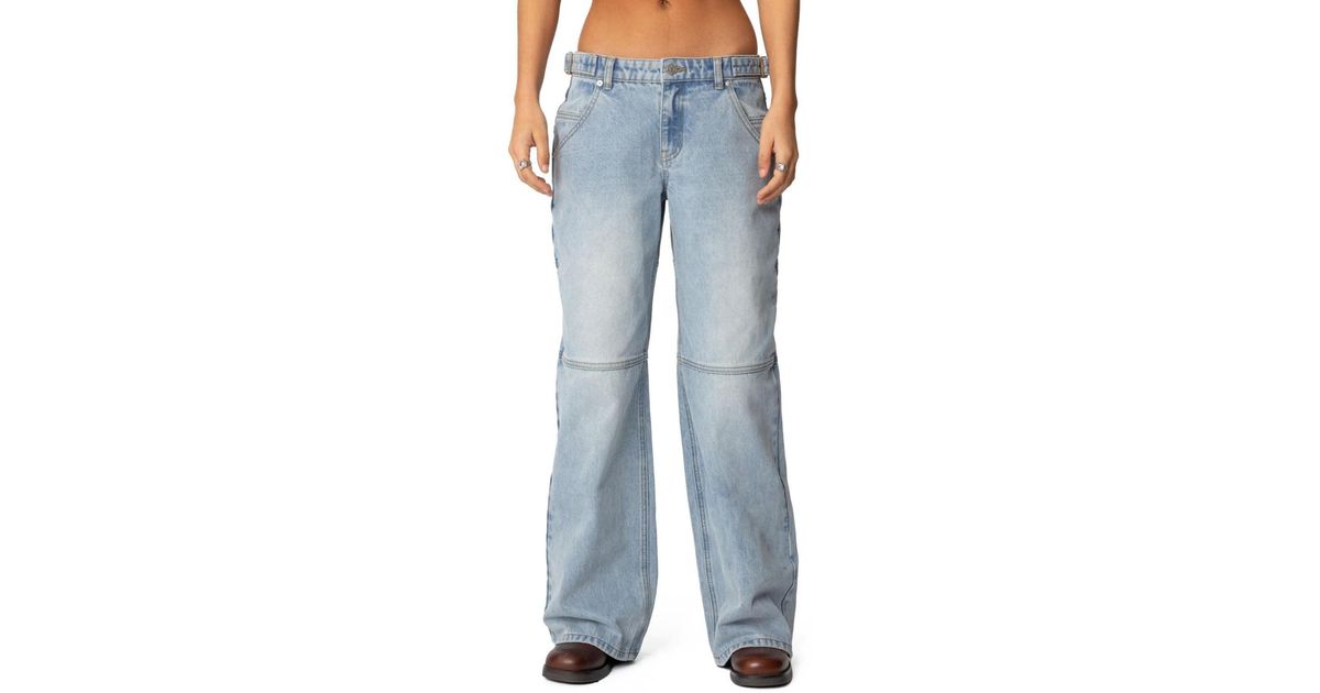 Edikted Shai Low Rise Carpenter Jeans in Blue | Lyst