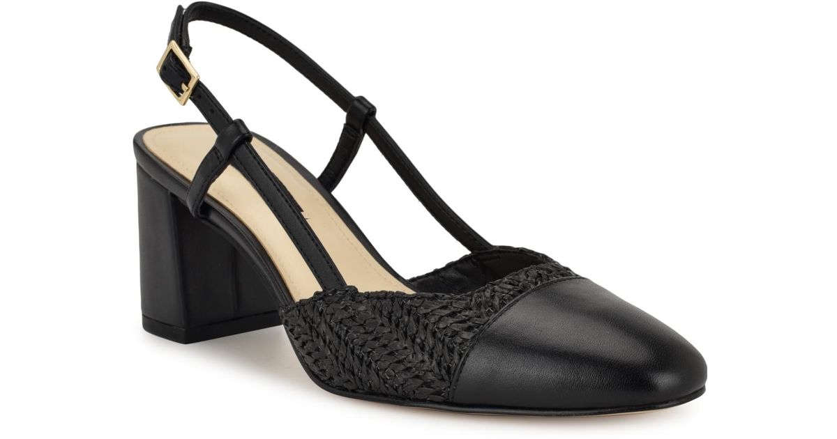 Nine West Unda Slingback Block Heel Pumps in Black | Lyst