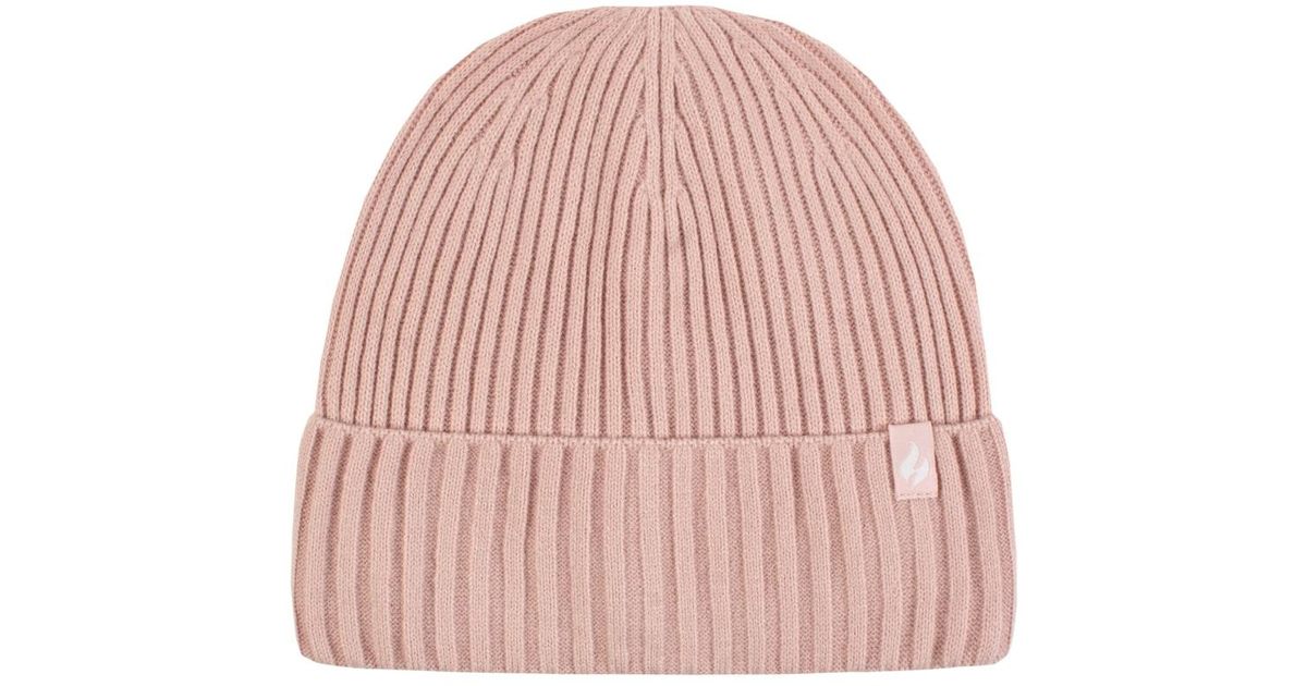 Heat Holders Lite Olivia Rib Knit Roll Up Hat in Pink | Lyst
