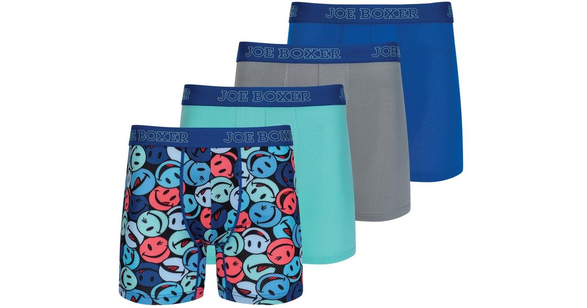 Joe Boxer 4-pack Micro Mesh Boxer Brief in Blue for Men | Lyst