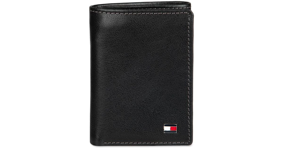 Tommy Hilfiger Rfid Walt Leather Trifold Wallet in Black for Men | Lyst