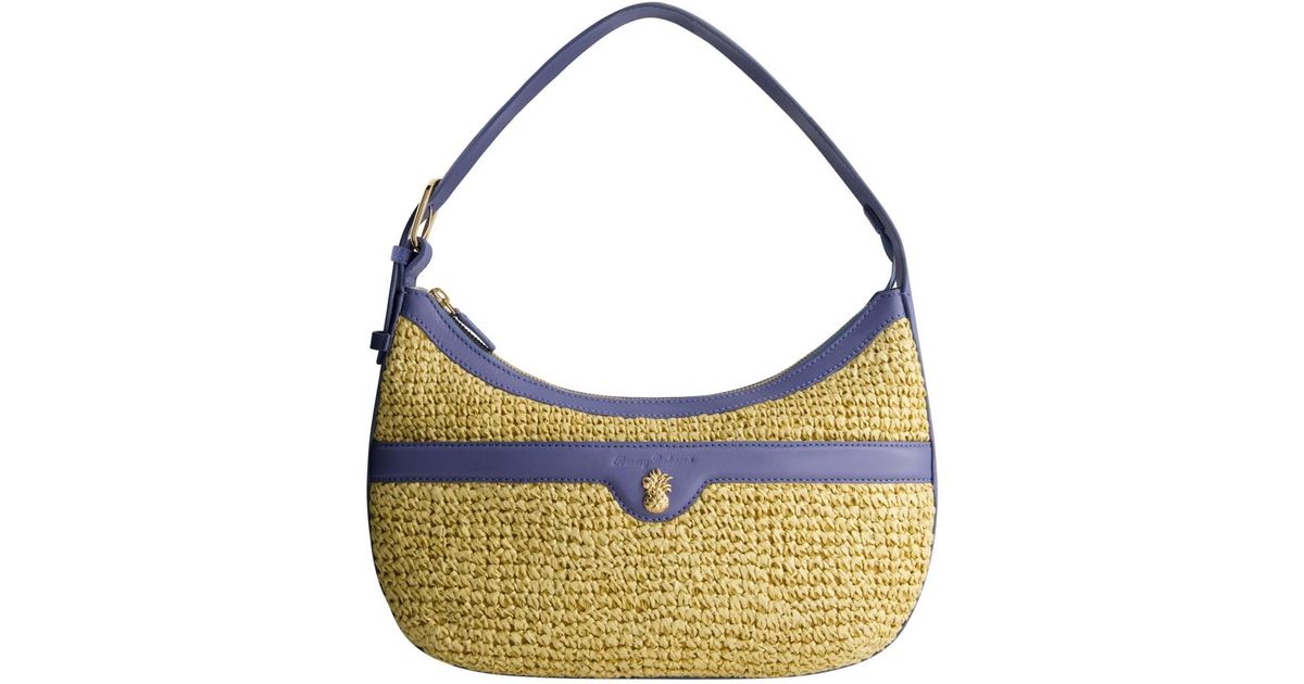 Tommy Bahama Soft Straw Zip-top Hobo in Blue | Lyst