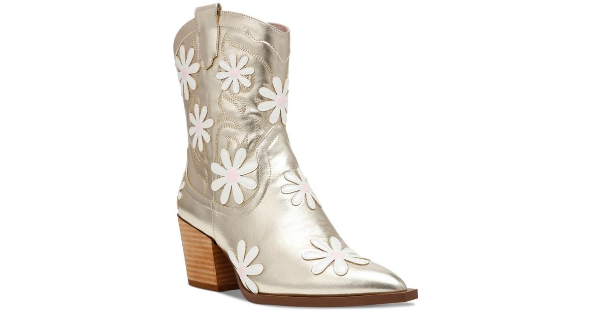 Betsey Johnson Teddy Daisy Western Booties in Natural | Lyst