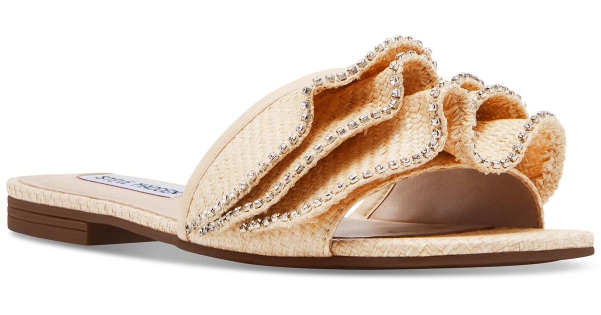 Steve Madden Lilou Ruffle Slide Sandals in Brown | Lyst