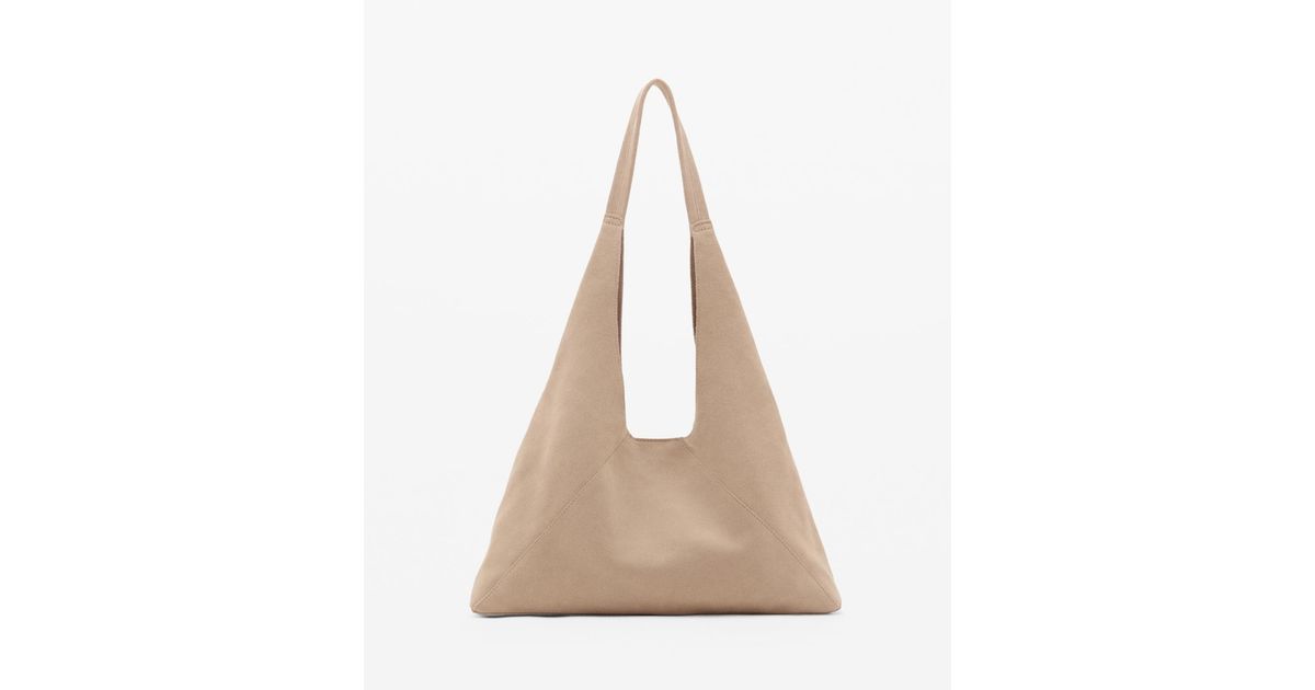 Mango Suede Shoulder Bag in Natural | Lyst