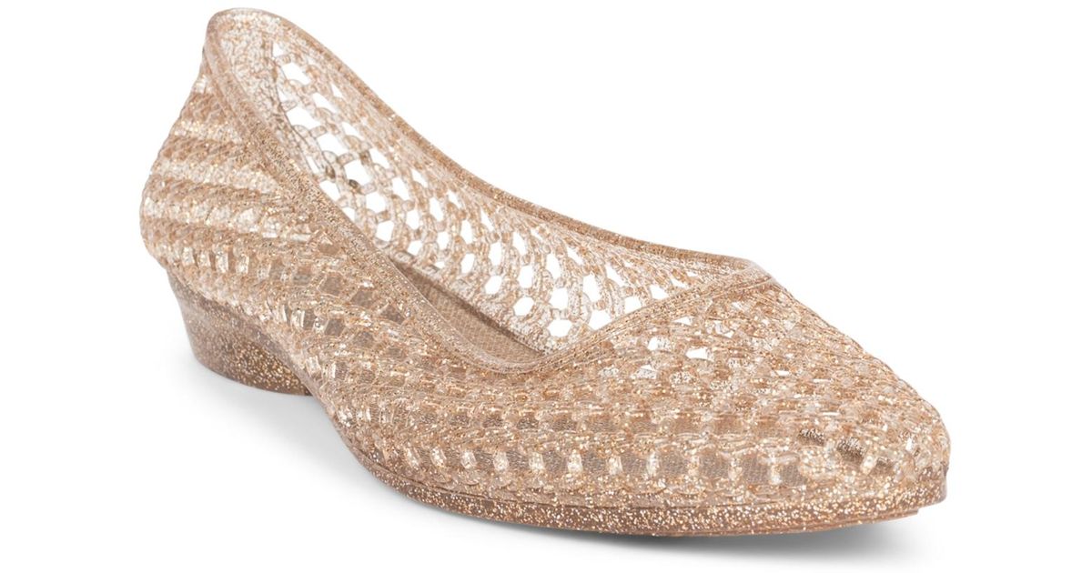 Jeffrey Campbell Bestie Caged Ballet Jelly Flats in Natural | Lyst