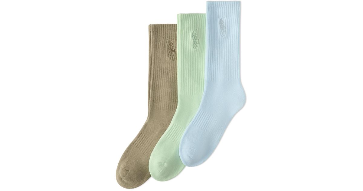 Polo Ralph Lauren 3-pk. Mineral Wash Crew Socks in Green for Men | Lyst