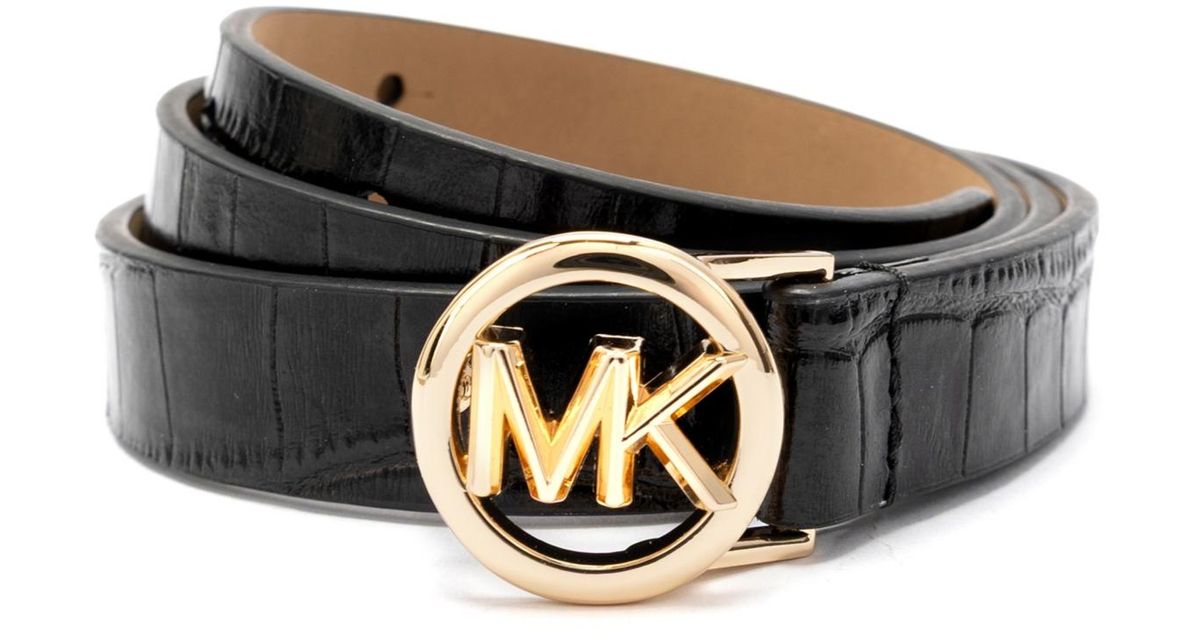 Michael Kors Logo Skinny Leather Belt in Black | Lyst