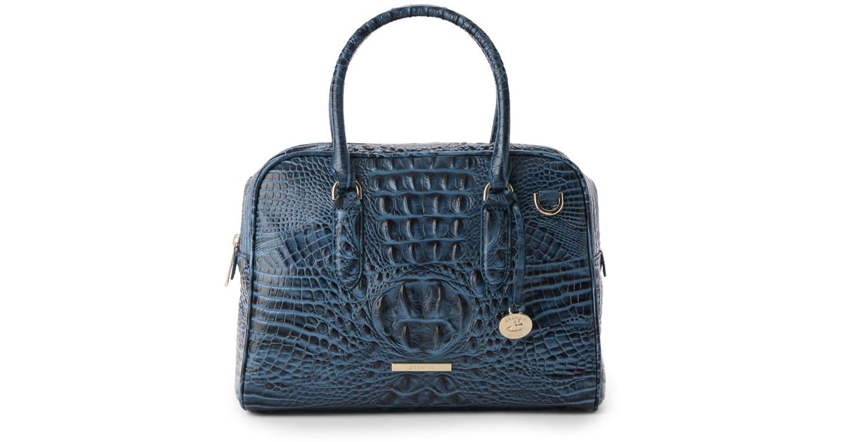 Brahmin Marissa Small Alden Road Leather Satchel Bag in Blue | Lyst
