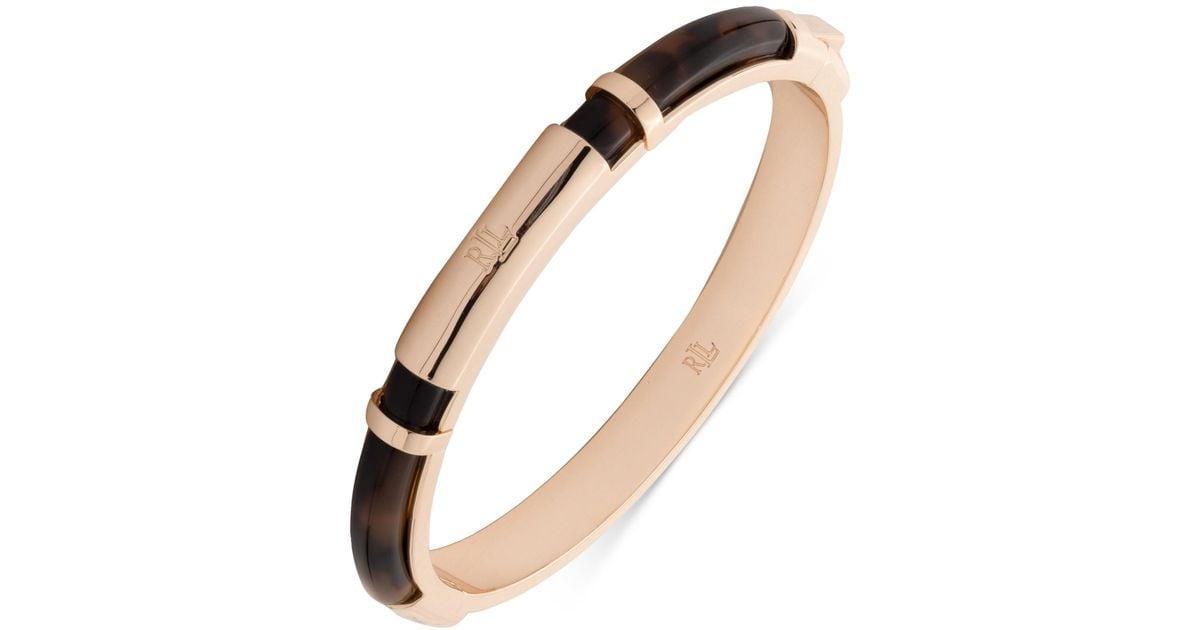 Ralph Lauren Gold-tone Tortoise Look Logo Bangle Bracelet in Metallic | Lyst