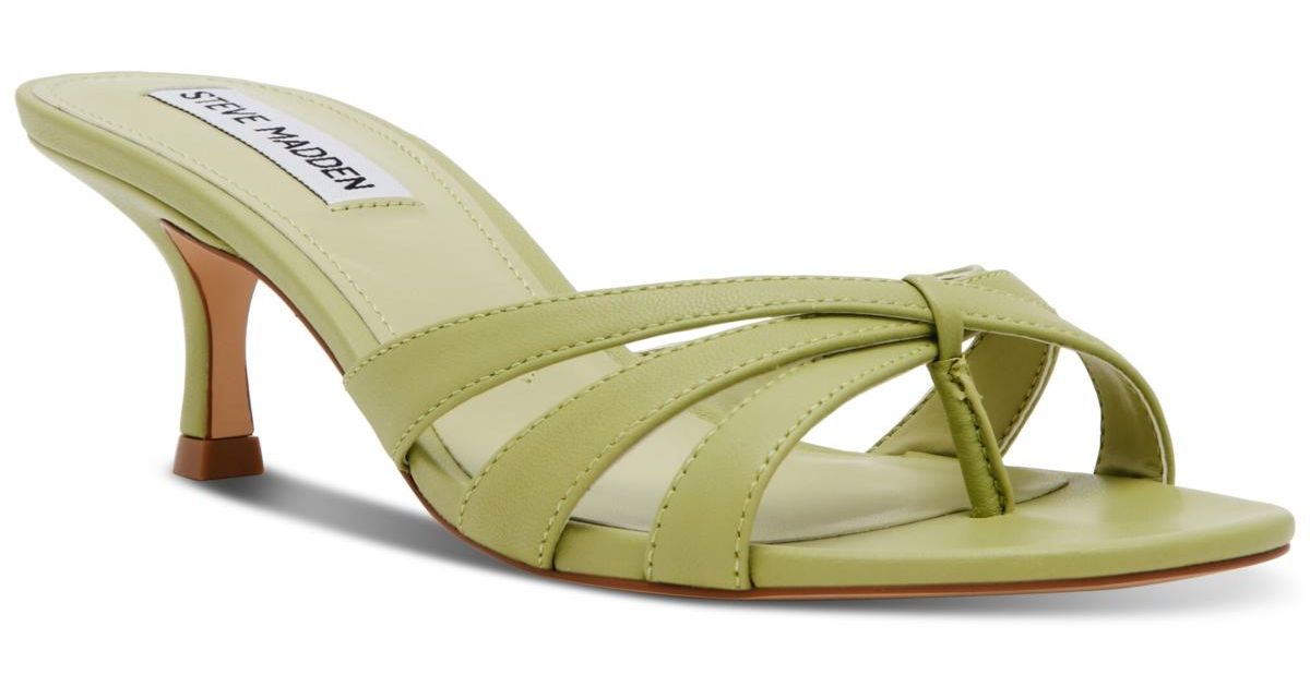Steve Madden Cary Strappy Kitten-heel Mule Sandals in Green | Lyst