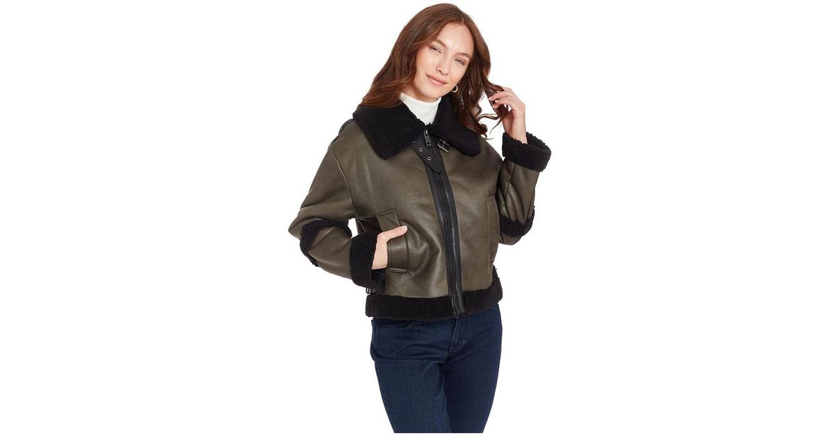Frye Chloe Faux Shearling Coat in Black | Lyst
