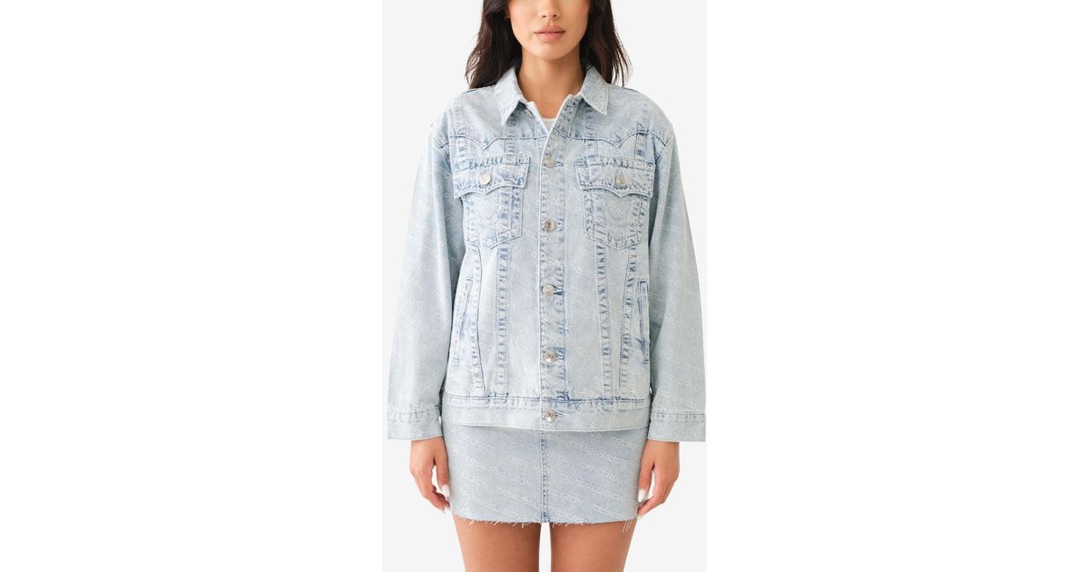 True Religion Oversized Monogram Jimmy Jacket in Blue | Lyst
