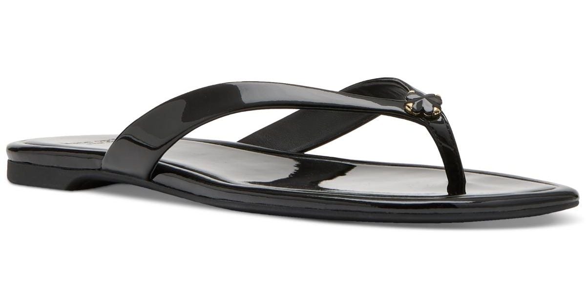 Kate Spade Spade Flower Flip Flop Flat Sandals in Black | Lyst