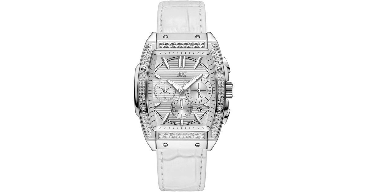 JBW Echelon Chronograph White Genuine Calf Leather Watch in Gray for ...