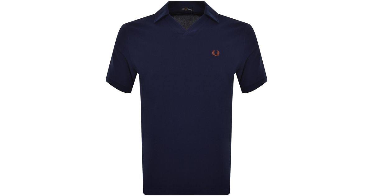 Fred Perry Open Collar Polo T Shirt in Blue for Men | Lyst