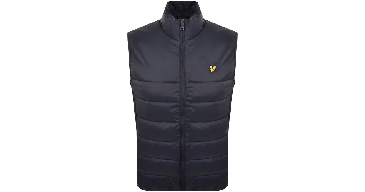Lyle & Scott Wadded Gilet Dark in Blue for Men | Lyst UK