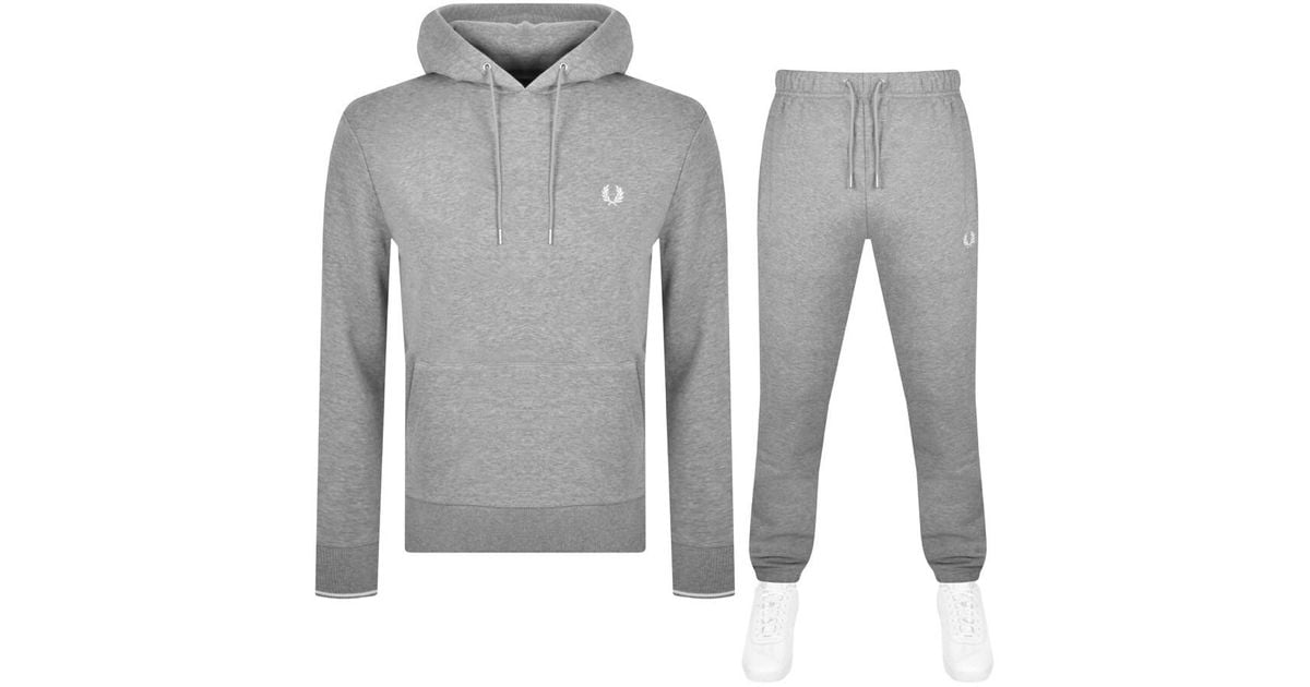 Fred Perry Tipped Hooded Tracksuit in Gray for Men | Lyst