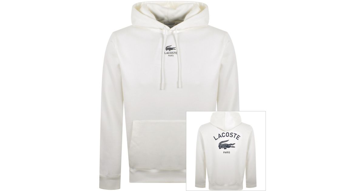 Lacoste Logo Hoodie Flour in White for Men | Lyst