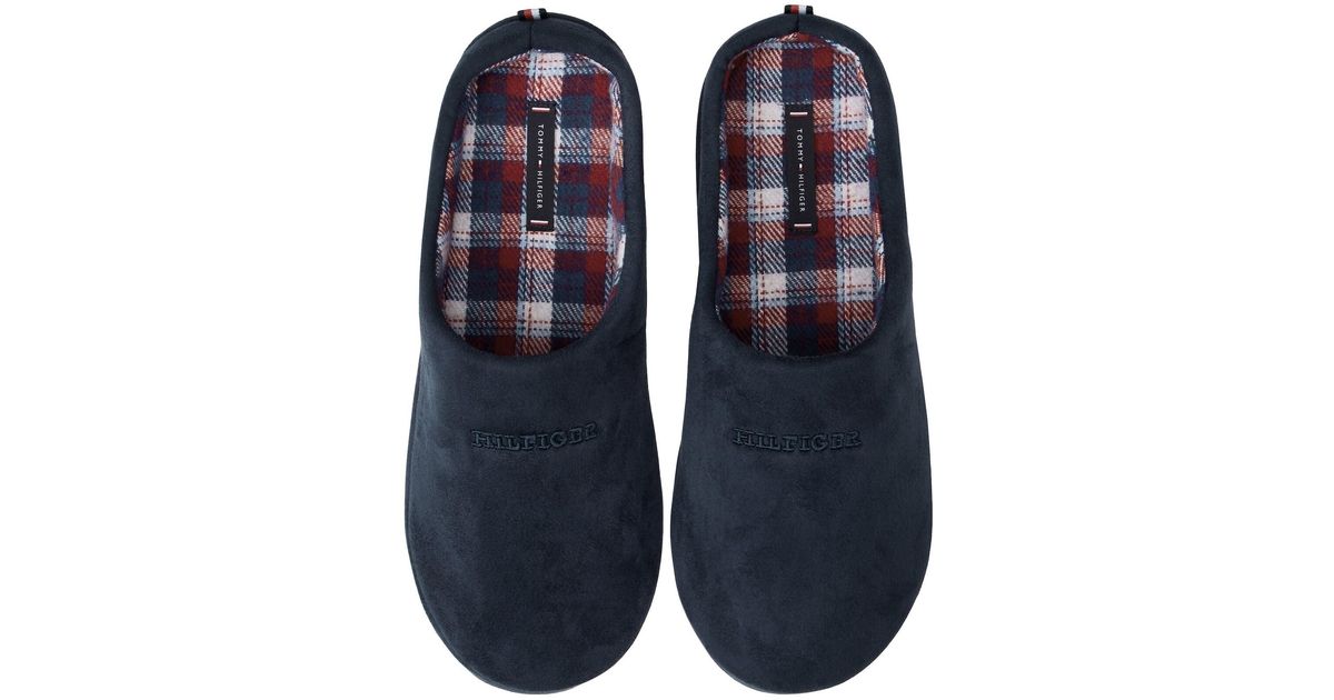 Tommy Hilfiger Check Lined Slippers in Blue for Men | Lyst UK