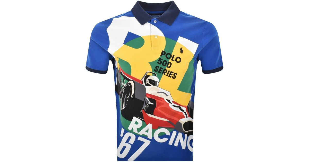Ralph Lauren Racing Poster Polo T Shirt in Blue for Men | Lyst