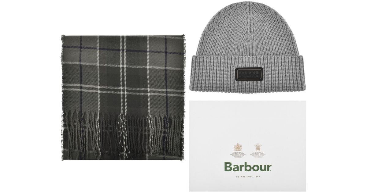 Barbour Beanie And Scarf Gift Set in Grey for Men | Lyst UK