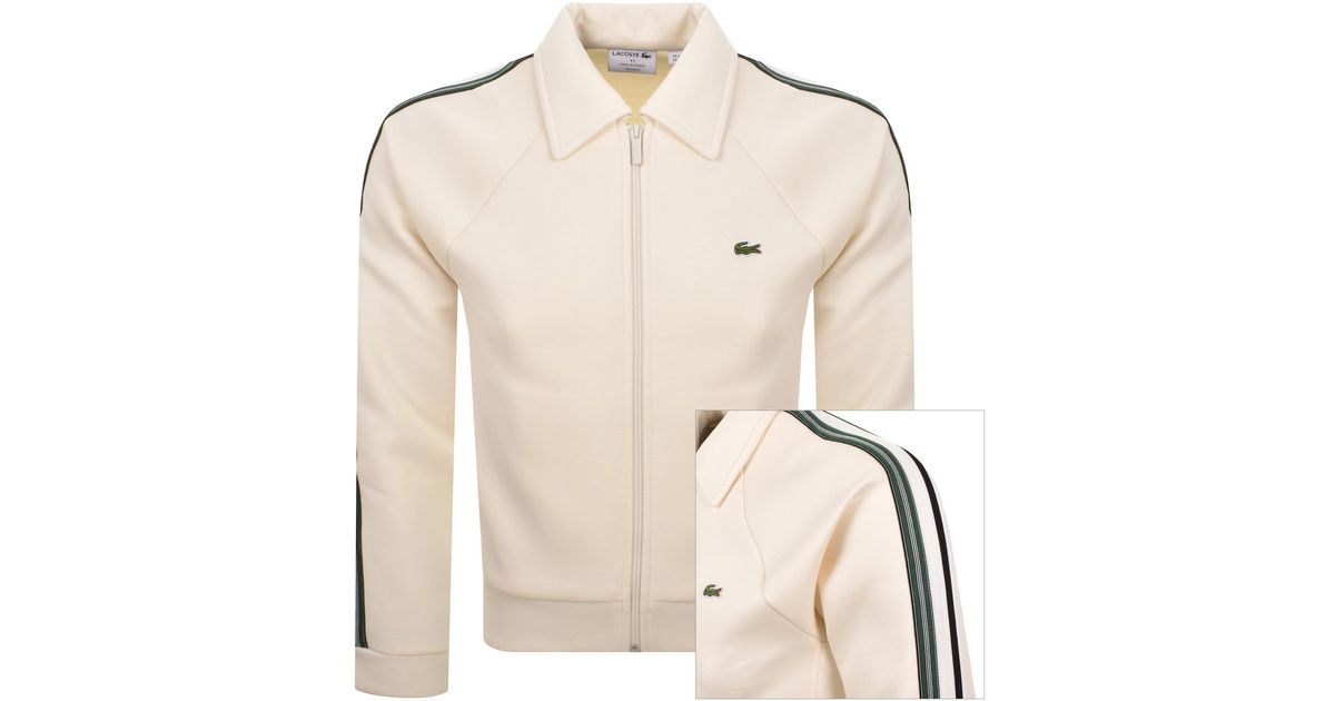 Lacoste Full Zip Collared Tracksuit Top in Natural for Men | Lyst