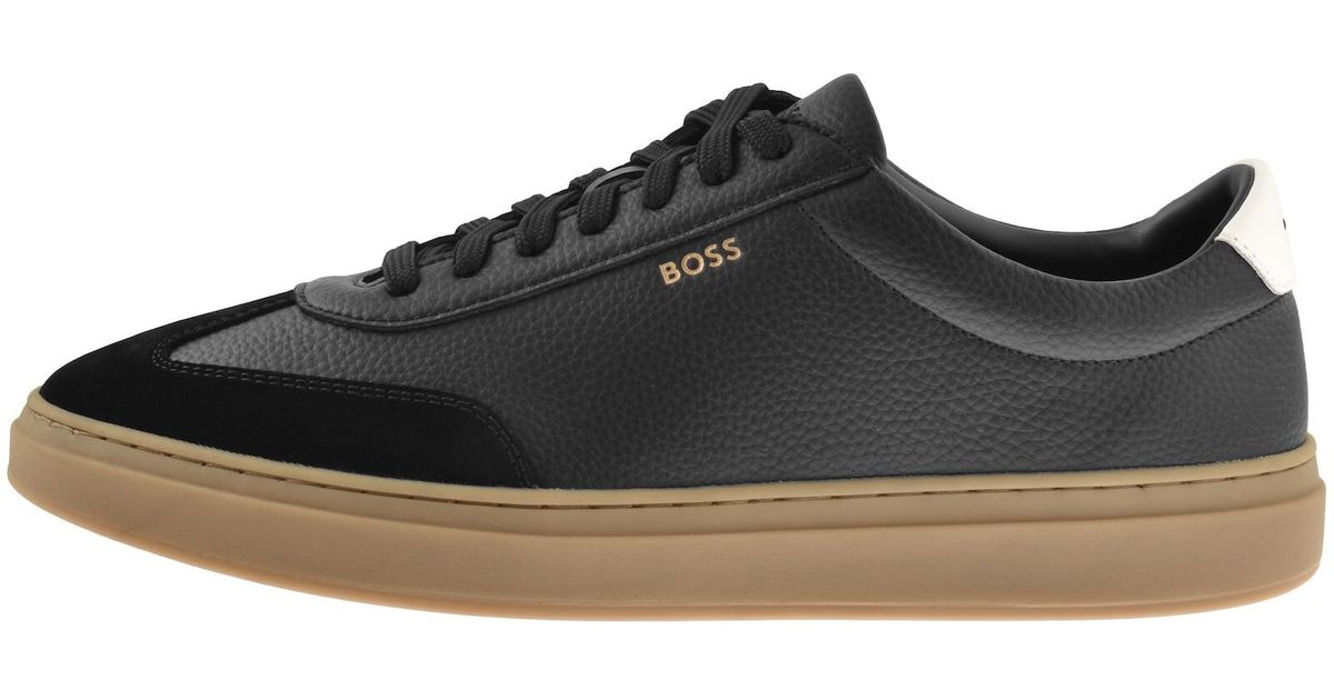 BOSS BUSINESS Boss Kieran Tennis Trainers Charcoal in Black for Men ...