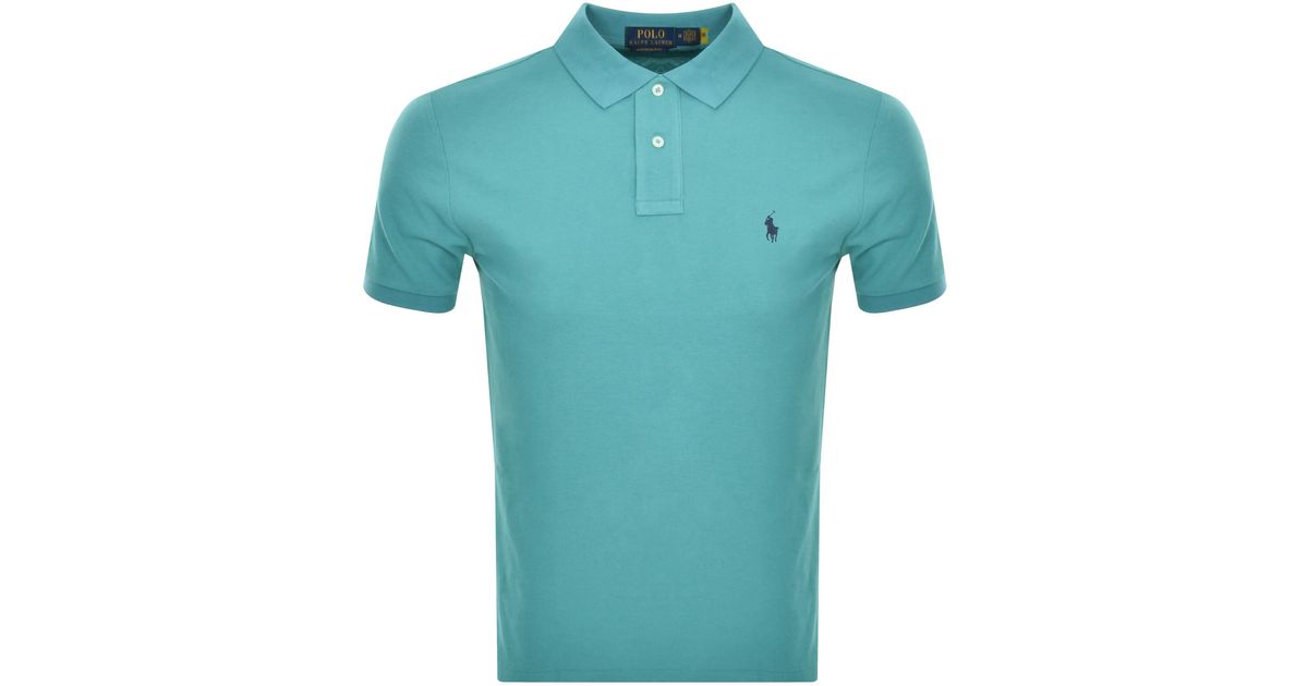 Ralph Lauren Custom Slim Polo T Shirt in Blue for Men | Lyst