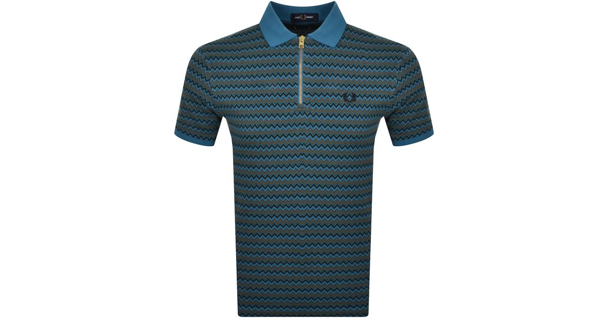 Fred Perry Jacquard Polo T Shirt in Blue for Men | Lyst