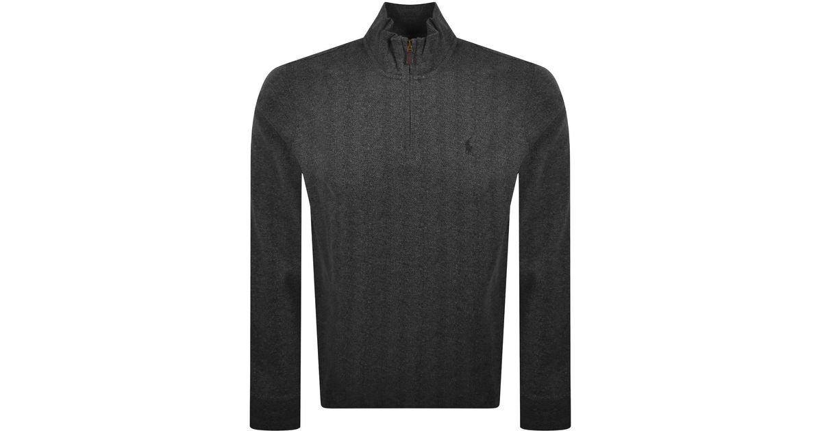 Ralph Lauren Quarter Zip Sweatshirt in Black for Men | Lyst UK