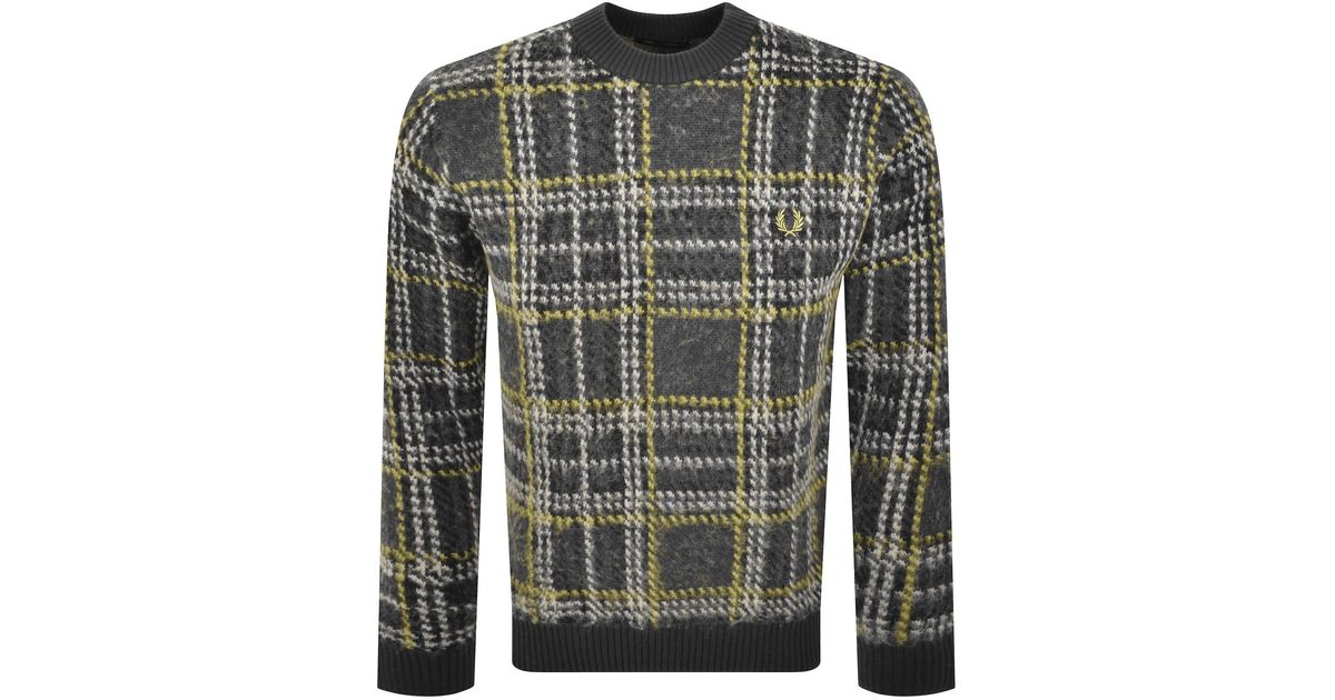 Fred Perry Brushed Tartan Jumper Anchor in Green for Men | Lyst