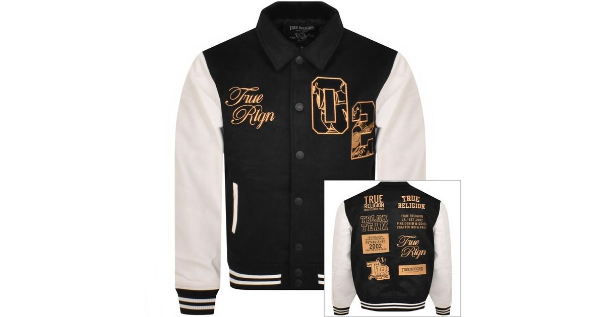 TRUE RELIGION Varsity Jacket in Black for Men | Lyst