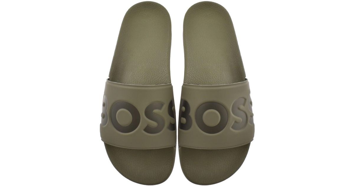 BOSS BUSINESS Boss Aryeh Sliders in Green for Men | Lyst