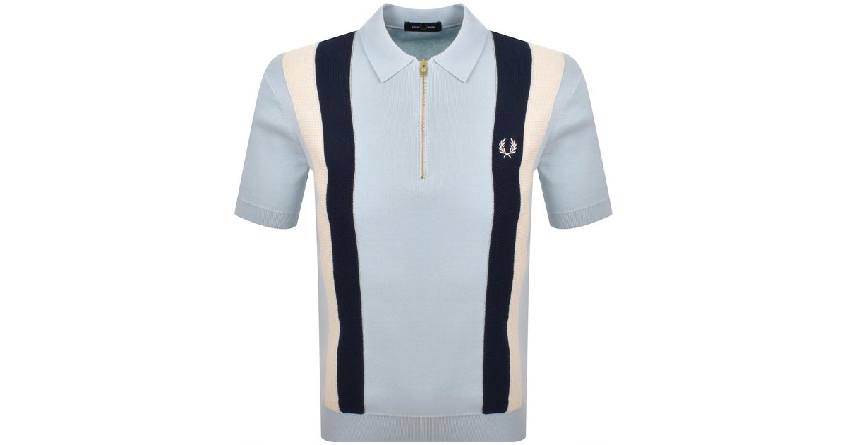 Fred Perry Multi Textured Knit Polo in Blue for Men | Lyst UK