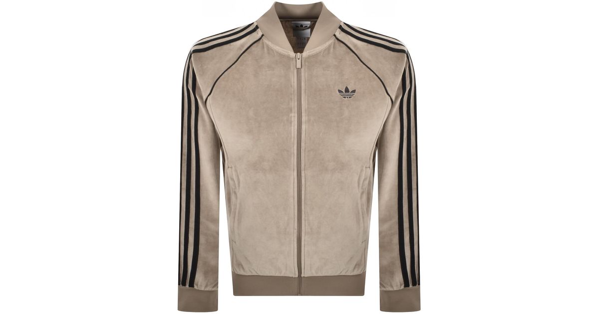 adidas Originals Velour Track Top in Brown for Men | Lyst UK
