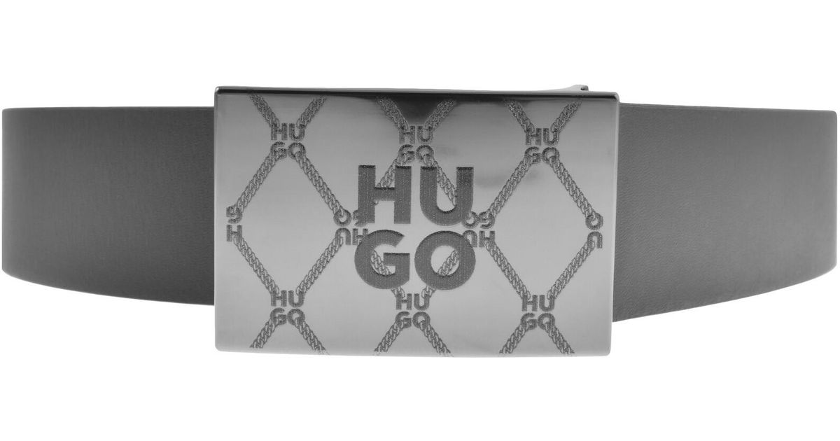 HUGO Logo Gary Belt in Grey for Men | Lyst UK