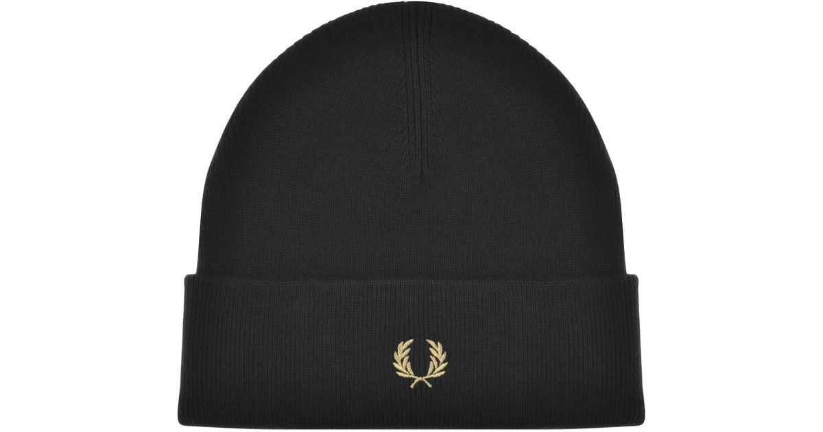 Fred Perry Classic Beanie Hat in Black for Men | Lyst UK