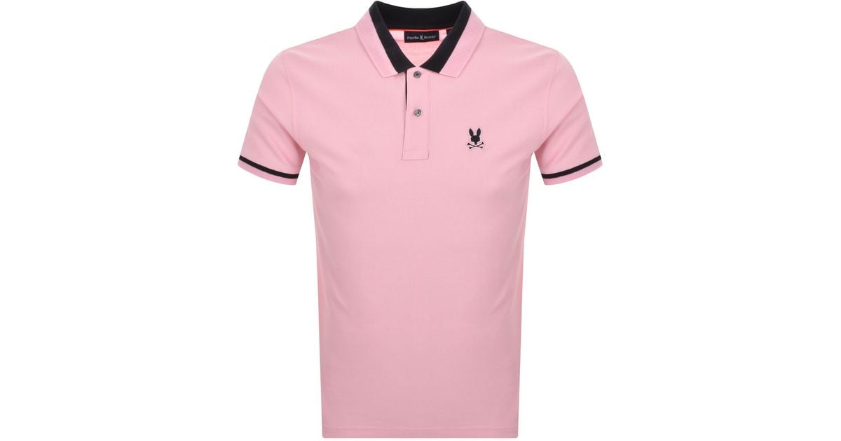 Psycho Bunny Newman Pique Polo T Shirt in Pink for Men | Lyst