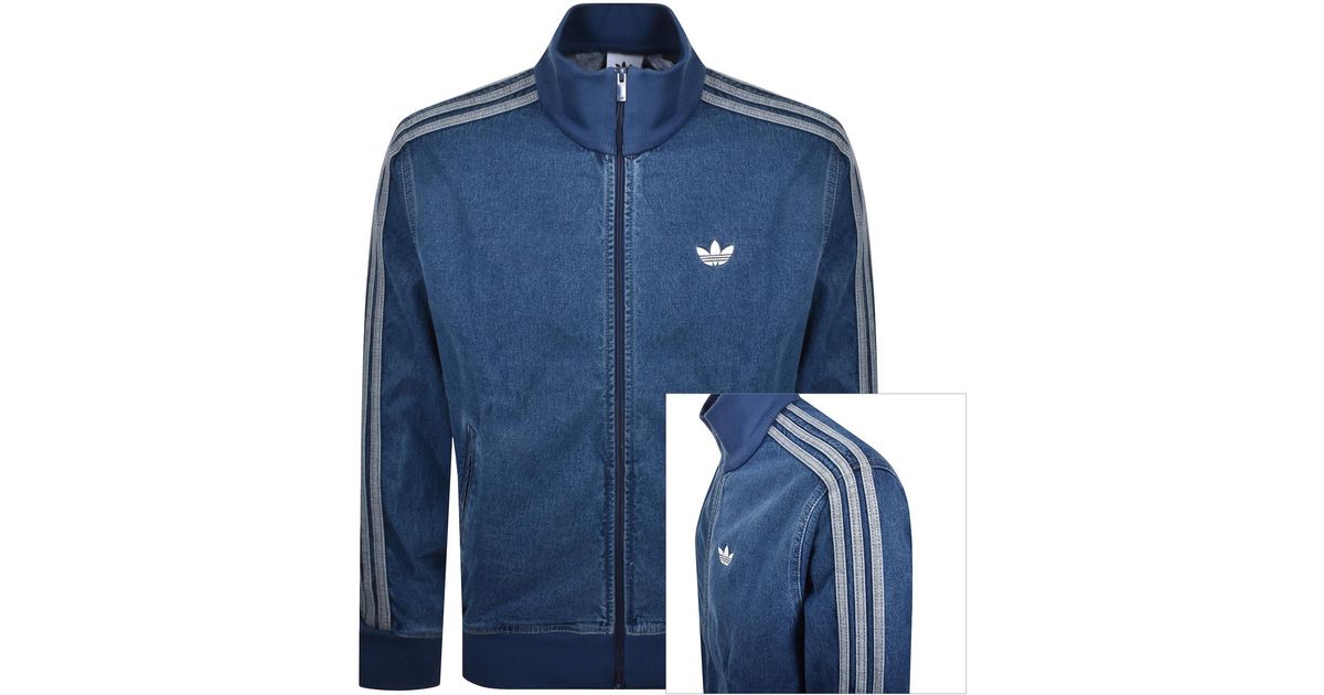 adidas Adidas Originals Denim Firebird Jacket in Blue for Men | Lyst UK