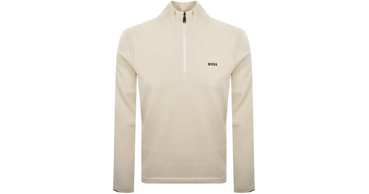 BOSS Boss Ever X Quarter Zip Jumper Open in White for Men | Lyst