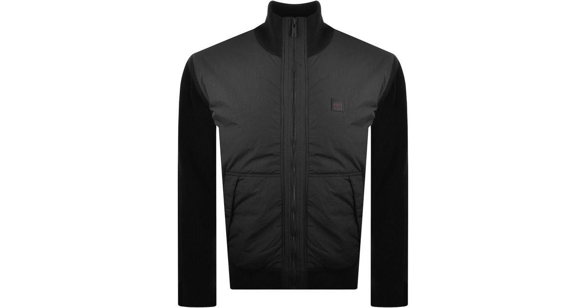 BOSS Boss Kydalbrio Knit Full Zip Jumper in Black for Men | Lyst UK