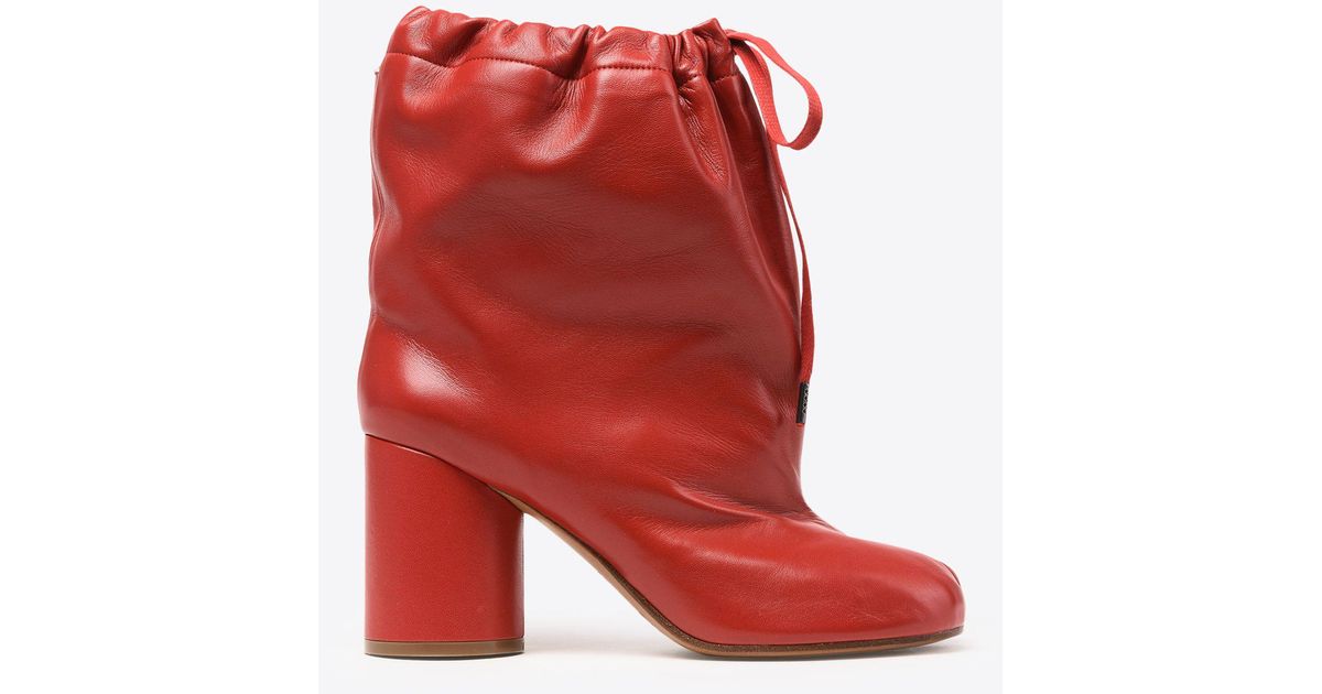 Maison Margiela Drawstring Tabi Boots In Red | Lyst