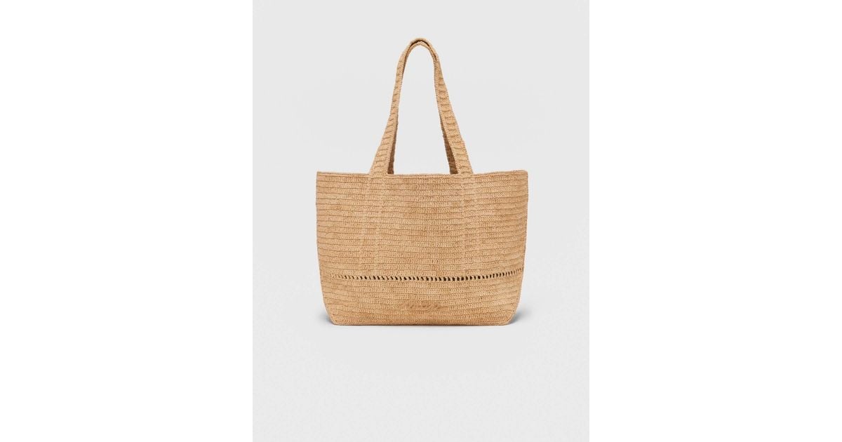 Maje Crocheted Raffia Tote Bag in Natural | Lyst UK