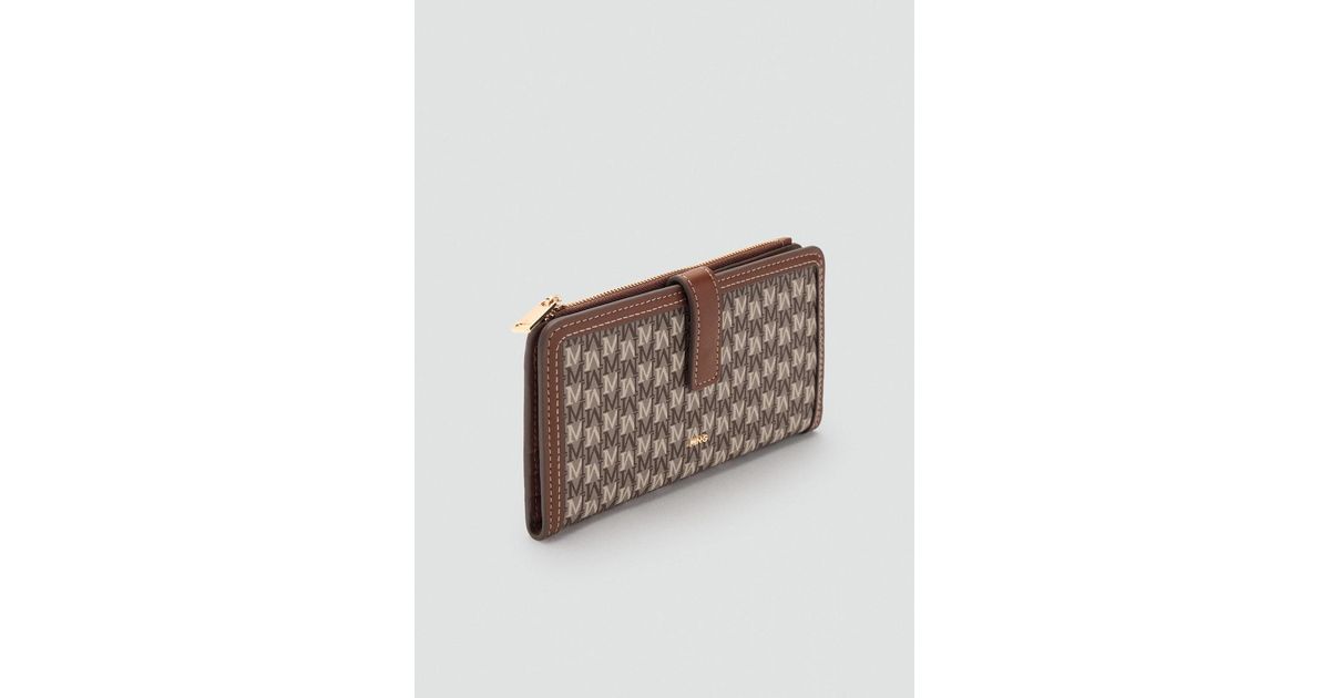 Mango Large Wallet With Logo Print in White | Lyst