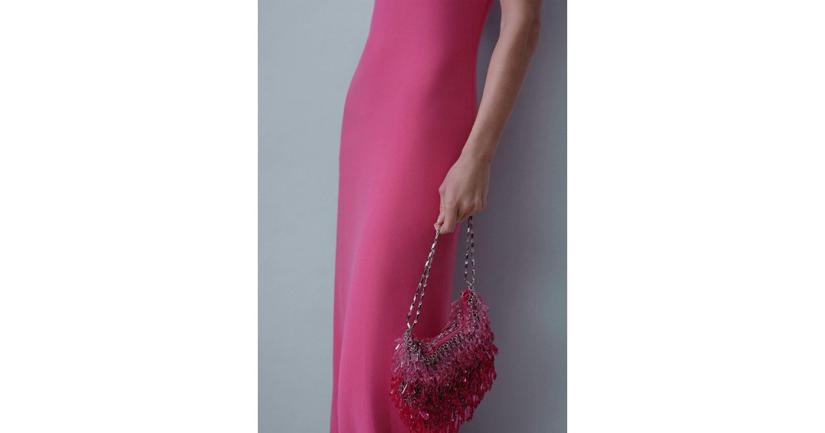 Mango Double Chain Beaded Bag in Pink | Lyst UK