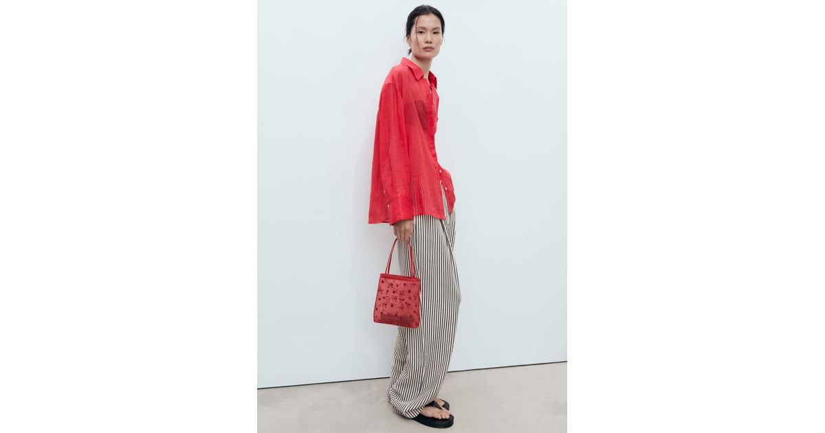 Mango Flower-Embroidered Mesh Bag in White | Lyst