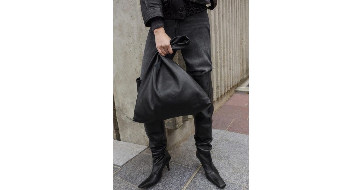 Mango Leather Shoulder Bag in Black | Lyst UK